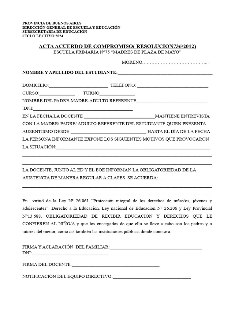 Acta Acuerdo Ausentismo 2024 | PDF | Educación primaria | Escuelas
