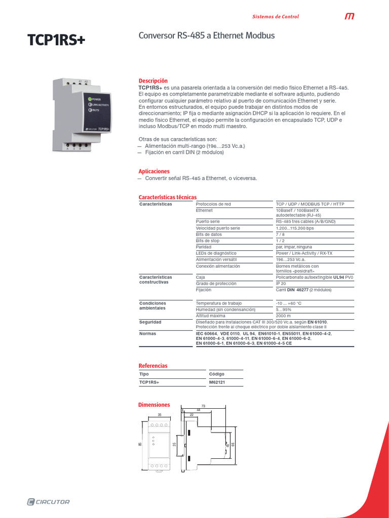 FT_TCP1RS-PLUS_ES | PDF | Protocolo de Control de Transmisión ...