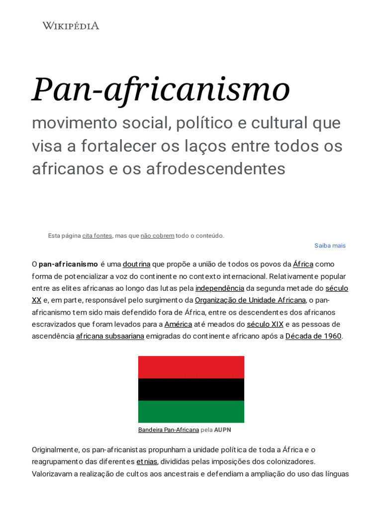 Pan-Africanismo - Wikipédia, A Enciclopédia Livre | PDF | Pan ...