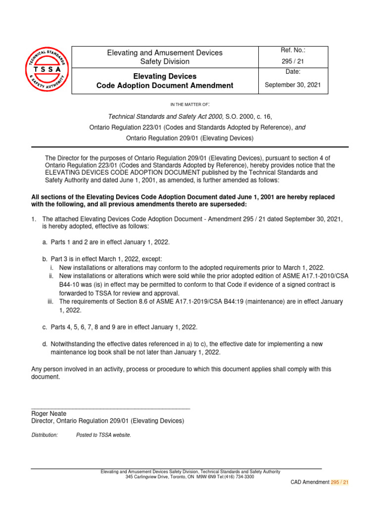 ED-295-21 ED CAD Amendment - Clean | PDF | Elevator