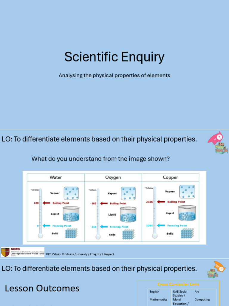 Scientific Enquiry - Physical Properties of Elements | PDF | Chemical ...