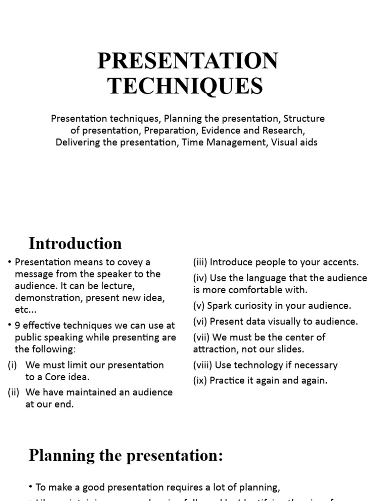 Presentation Techniques Pdf Goal Motivation