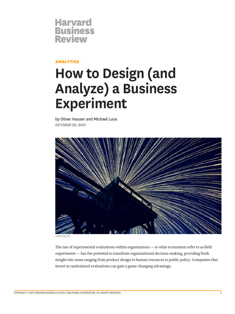 How To Design A Business Experiment | PDF | Experiment | Business