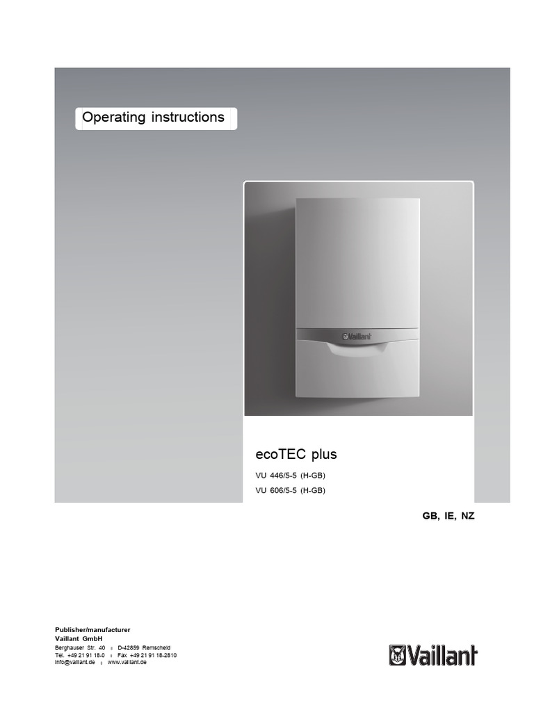 EcoTEC Plus Operating Instructions | PDF | Water Heating | Energy ...