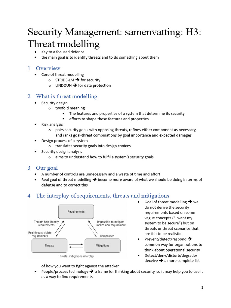 Samenvatting H3 Threat Modeling | PDF | Security | Computer Security
