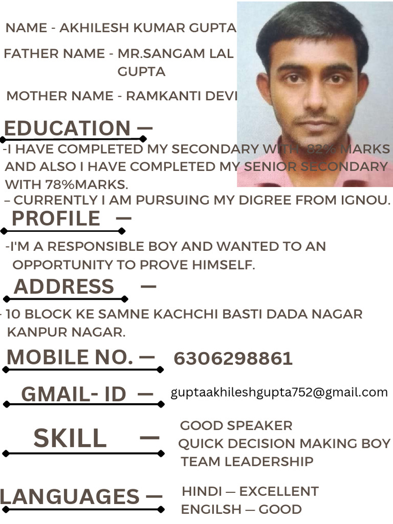 Akhilesh's Resume Highlights | PDF | Cooking, Food & Wine | Self-Improvement