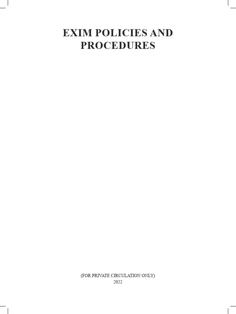 Exim Policies and Procedures | PDF | Trade | Exports
