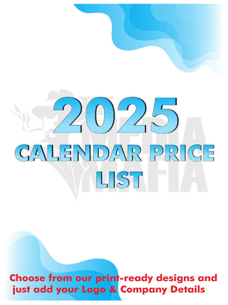 Calendar Pricelist 2025 | PDF | Home & Garden