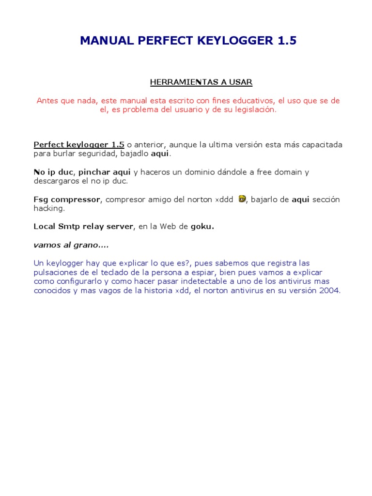 Manual Perfect Keylogger | PDF | ciberespacio | Informática