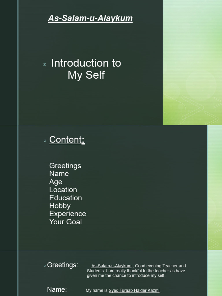 Introduction To My Self | PDF