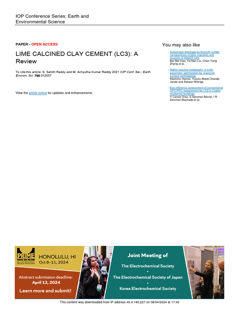 2021 LIME CALCINED CLAY CEMENT (LC3) - A Review | PDF | Cement | Concrete