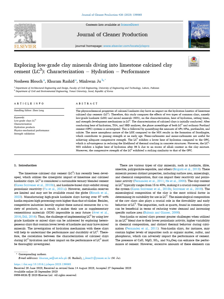 2023 Exploring Low-Grade Clay Minerals Diving Into Limestone Calcined ...
