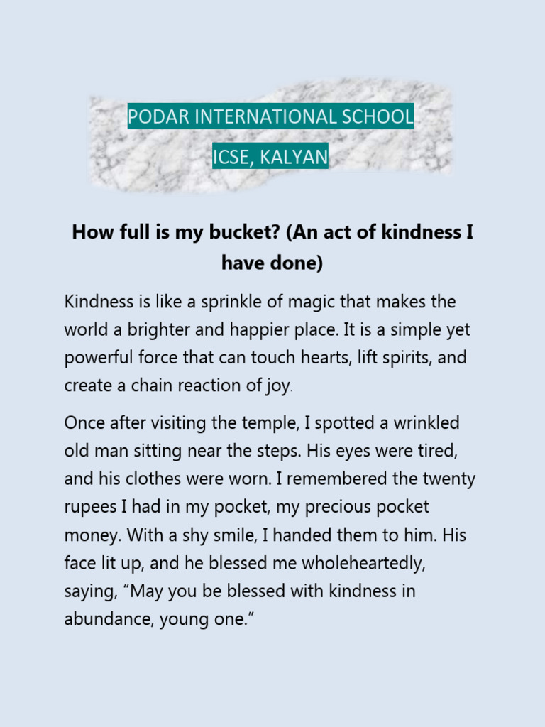An Act of Kindness I Have Done | PDF