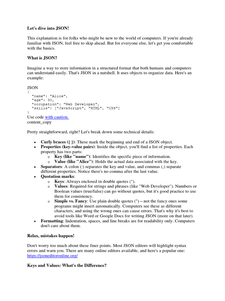 JSON Documentation | PDF | Json | Quotation Mark JSON Documentation | PDF | Json | Quotation Mark