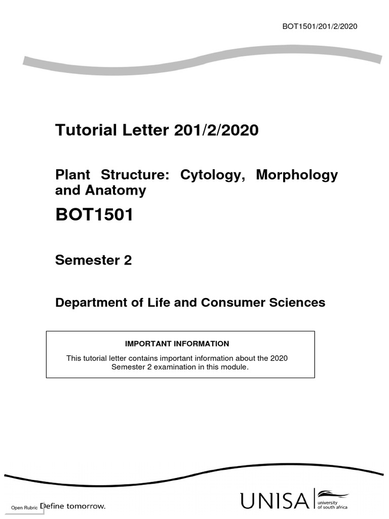 BOT1501 Exam Guidelines for 2020 | PDF
