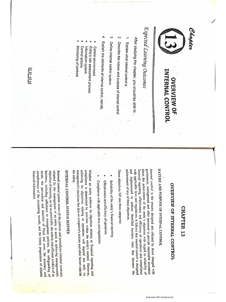 Chapter-13 Overview of Internal Control | PDF