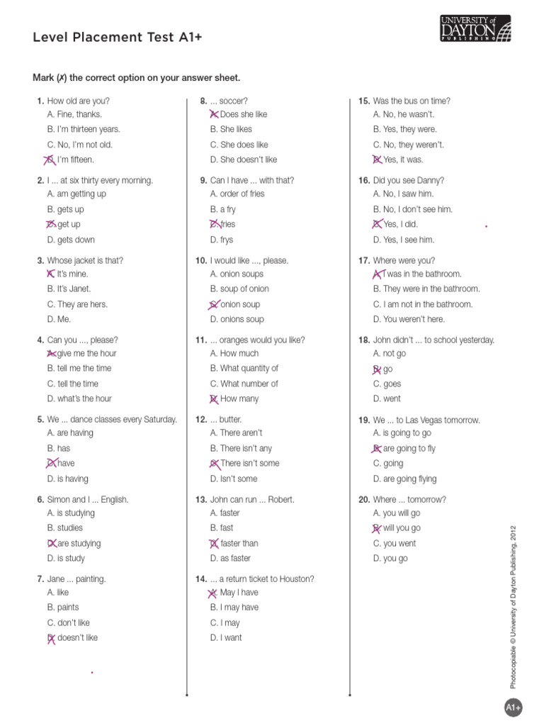 Level Placement Test | PDF