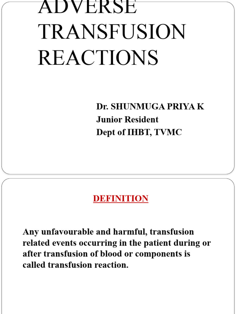 Transfusion Reaction | PDF | Blood Transfusion | Clinical Pathology