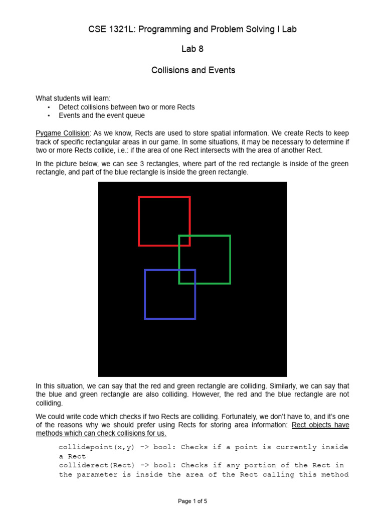 Lab8 Pygame Collision Events | PDF | Computer Keyboard | Software