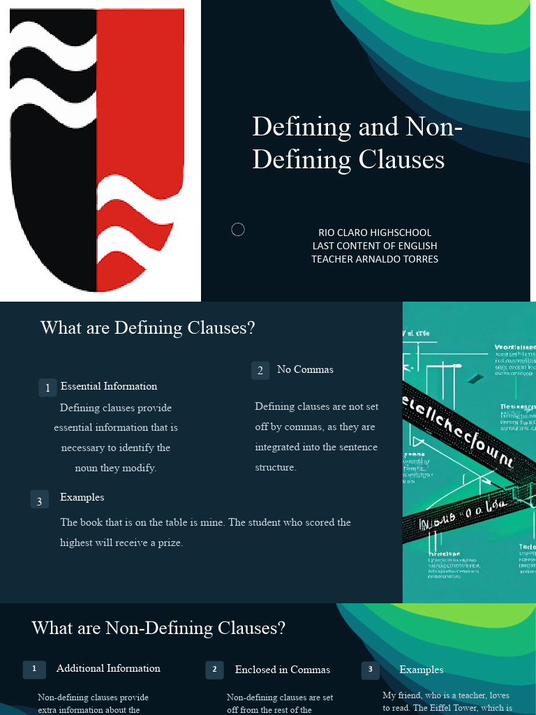 Defining and Non Defining Clauses | PDF | Comma | Clause