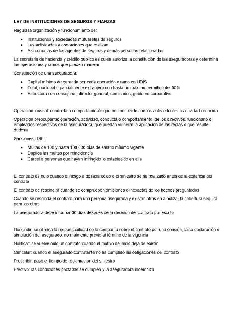 Ley de Seguros y Fianzas: Guía Esencial | PDF | Seguro | Póliza de seguros