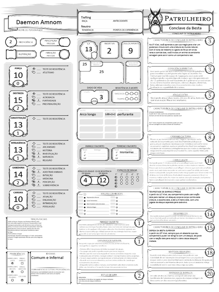 Daemon Amnom: Tiefling Arqueiro Mágico | PDF