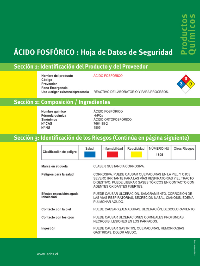 Ácido Fosfórico | PDF | Agua | Quemar