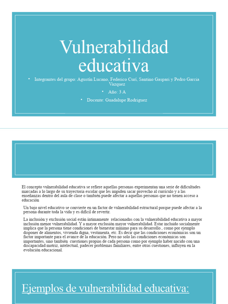 Vulnerabilidad Educativa Pdf Invalidez Inclusión Educación