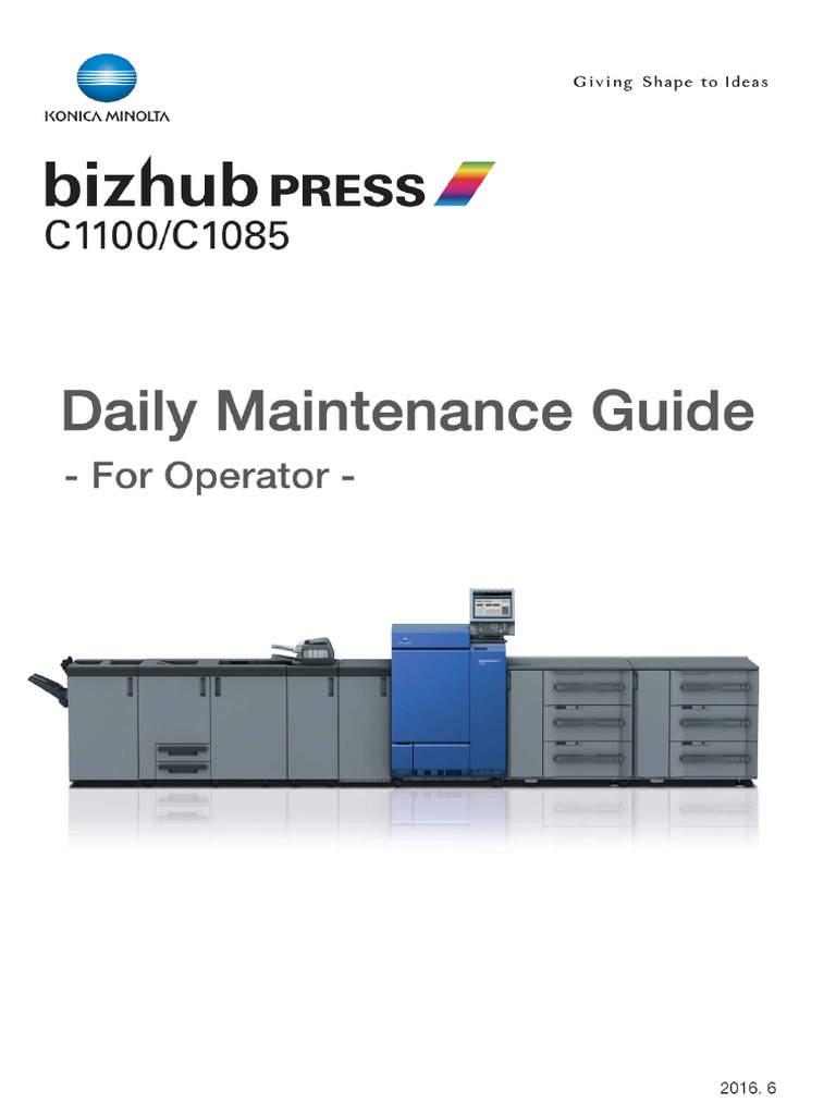 Konica Minolta Bizhub PRESS C1085 Daily Maintenance Manual - Manualzz | PDF