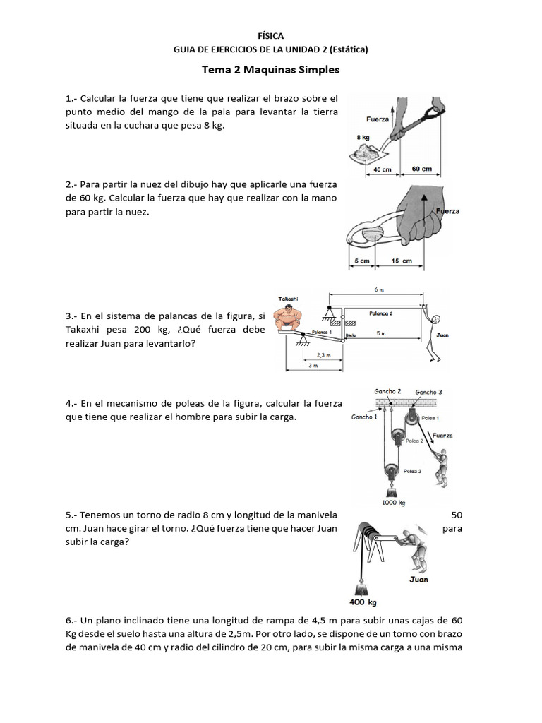 Ejercicios de Estática: Máquinas Simples | PDF | Camión | Grúa (máquina)