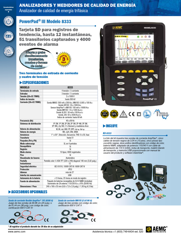Aemc 8333 | PDF | Electricidad | Ingenieria Eléctrica