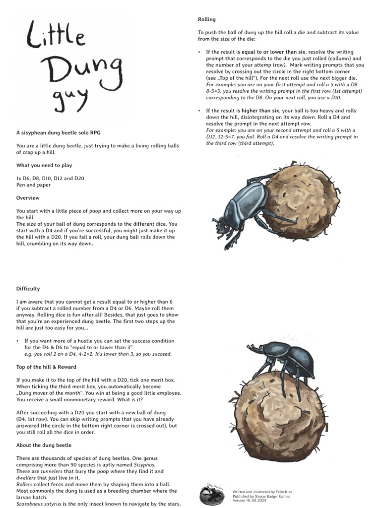 Dung Beetle RPG: Roll to Success | PDF | Dice