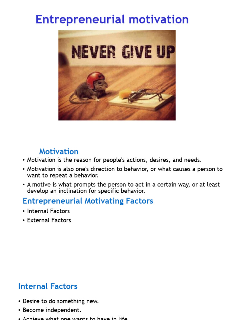 Entrepreneurial Motivation Insights | PDF | Motivational | Motivation