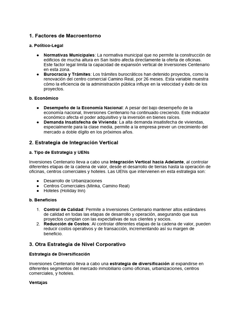 Caso Inversiones Centenario | PDF | Mercado (economía) | Hotel