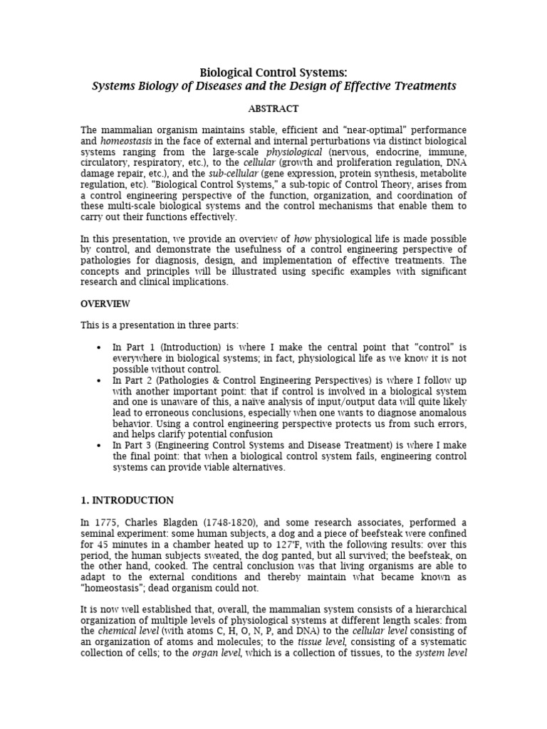 Biological Control Systems Overview | PDF | Adrenocorticotropic Hormone ...