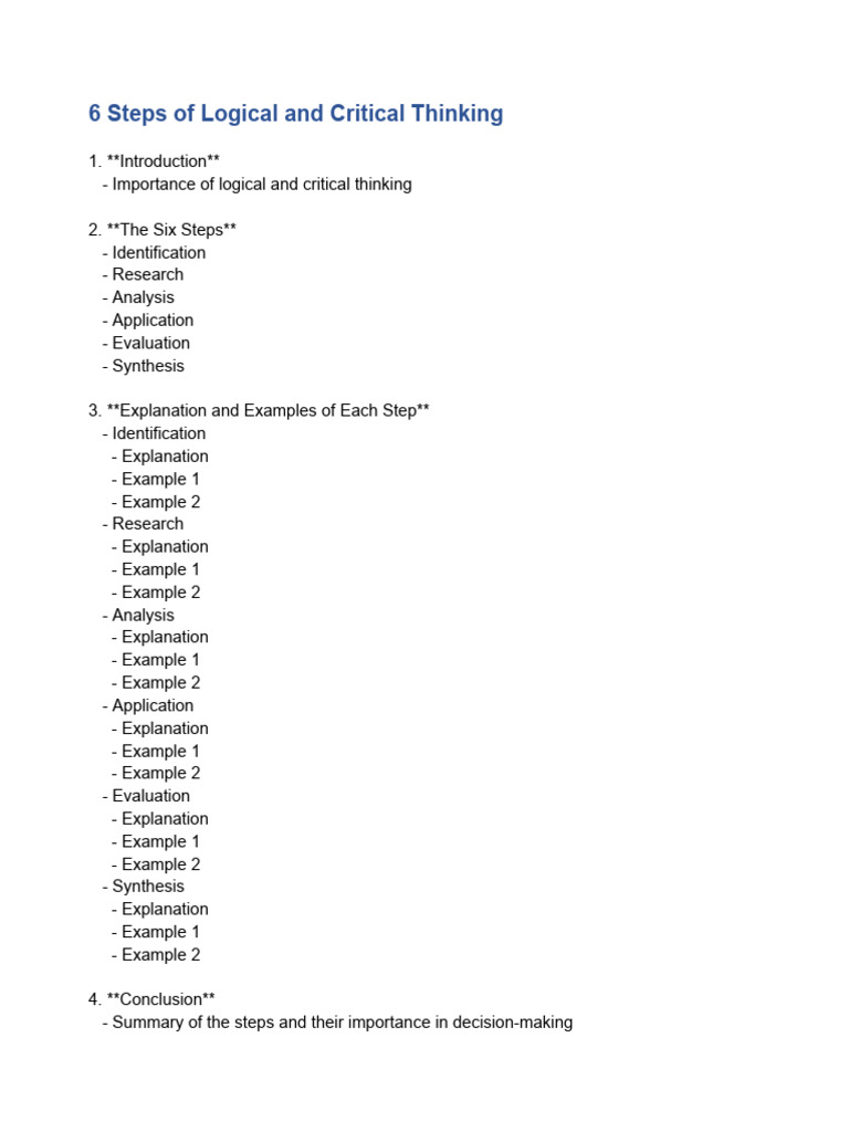 6 Steps of Logical and Critical Thinking | PDF | Critical Thinking | Thought