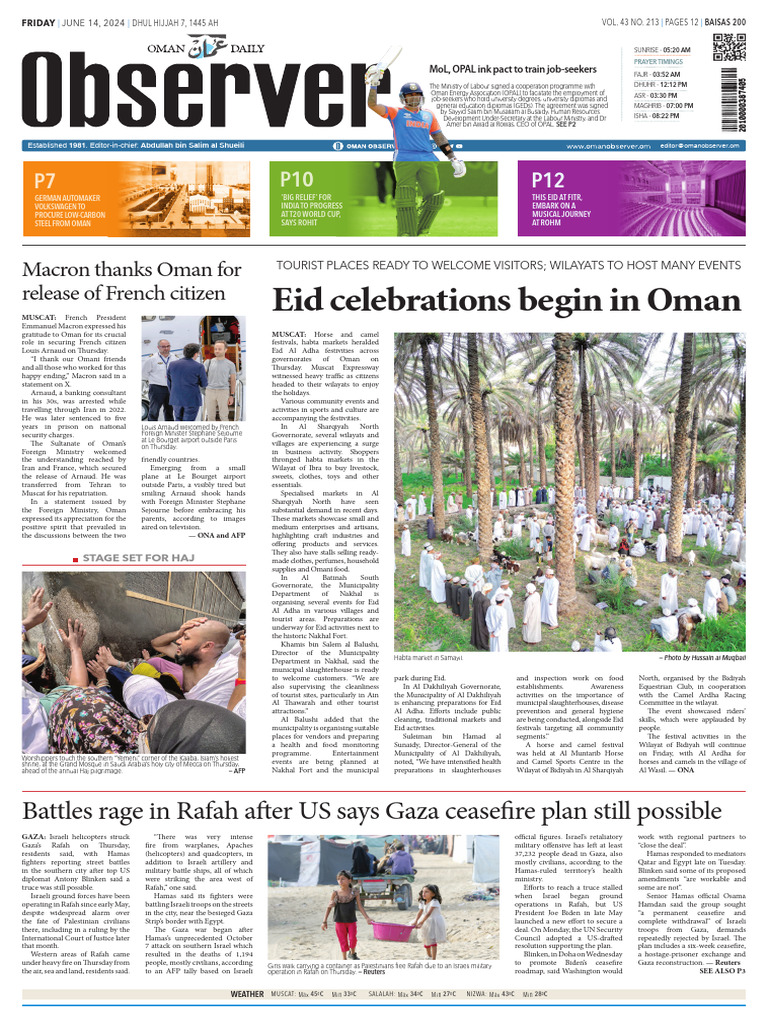 Omandailyobserver 20240614 1 1 | PDF | Hamas | Hezbollah