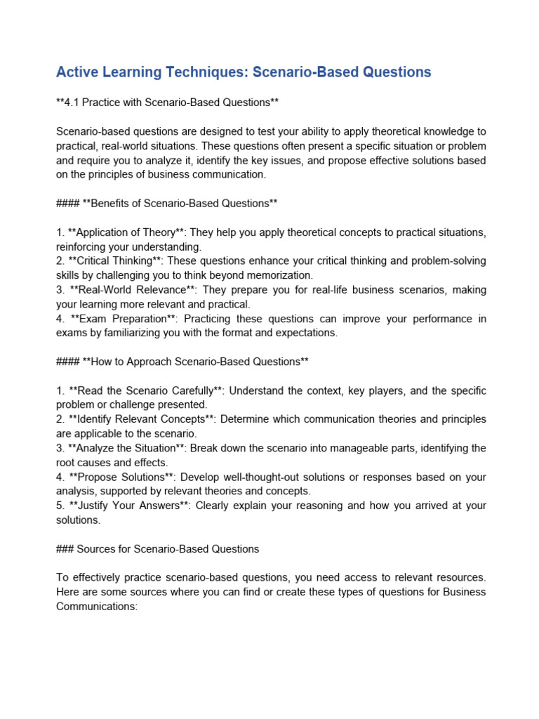 Scenario Based Questions | PDF | Critical Thinking | Communication