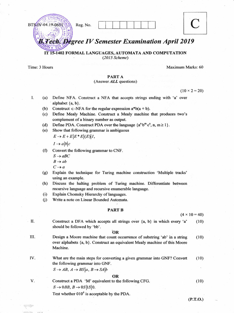 Formal Languages Automata and Computations 2019 April (2015 Ad) | PDF ... Formal Languages Automata and Computations 2019 April (2015 Ad) | PDF ...