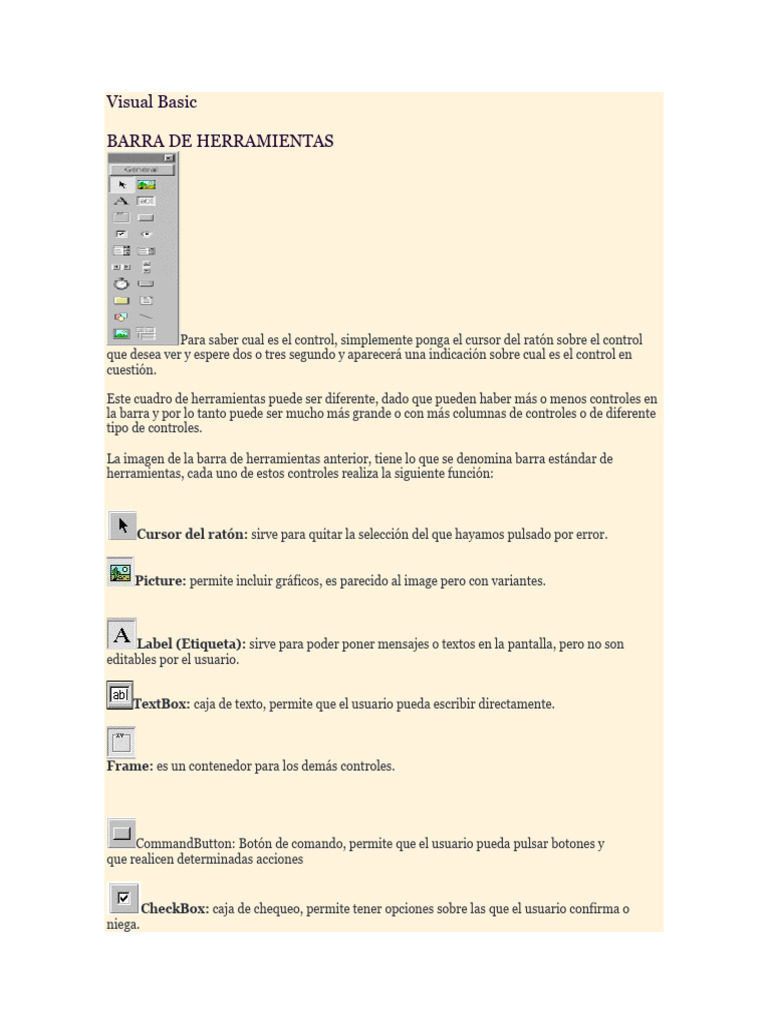 Caja de Herramientas Visual Basic | Descargar gratis PDF | Software ...
