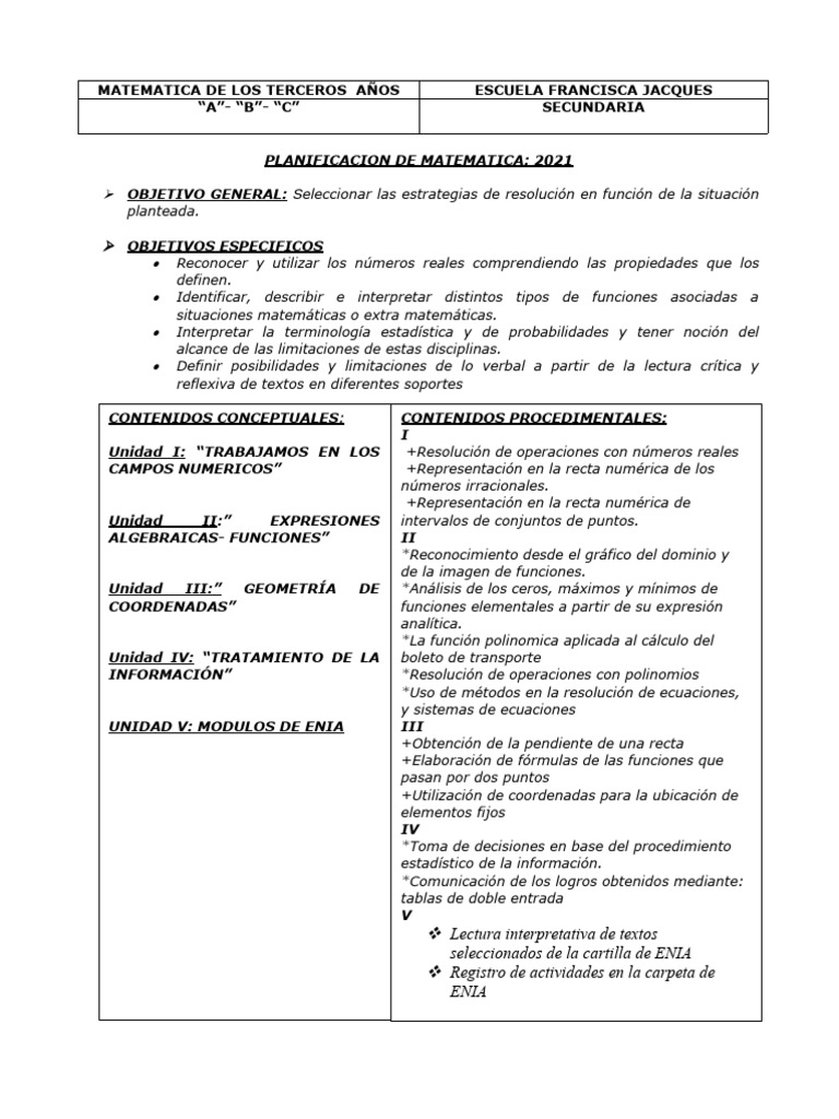 3 Año - Programa Matematica | PDF | Matemáticas | Ecuaciones