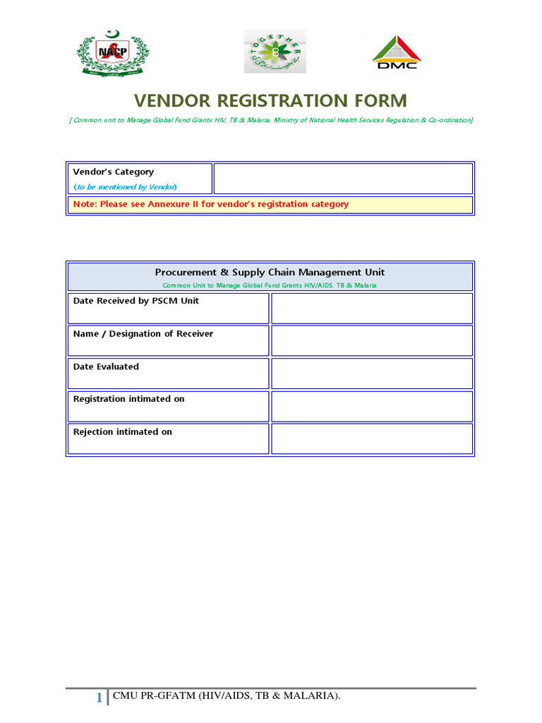 Vendor Registration Form 2020 | PDF | Business