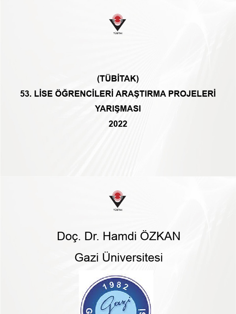 Dr. Hamdi Özkan Tübitak Liselerarası Araştırma Projesi Sunum | PDF