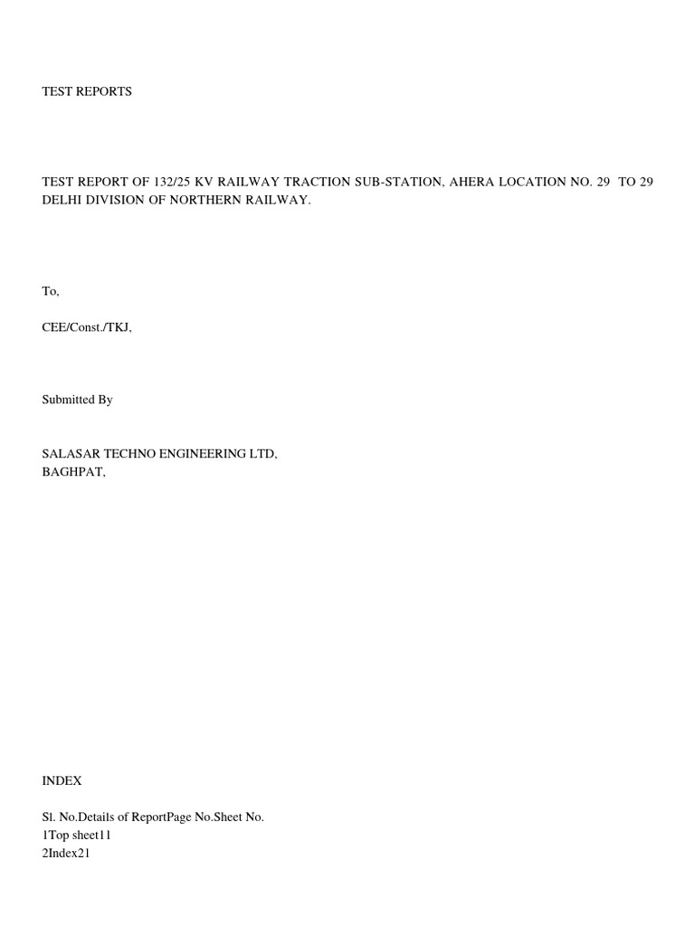 Test Report for AHERA TSS Energization | PDF | Transformer | Electrical ...