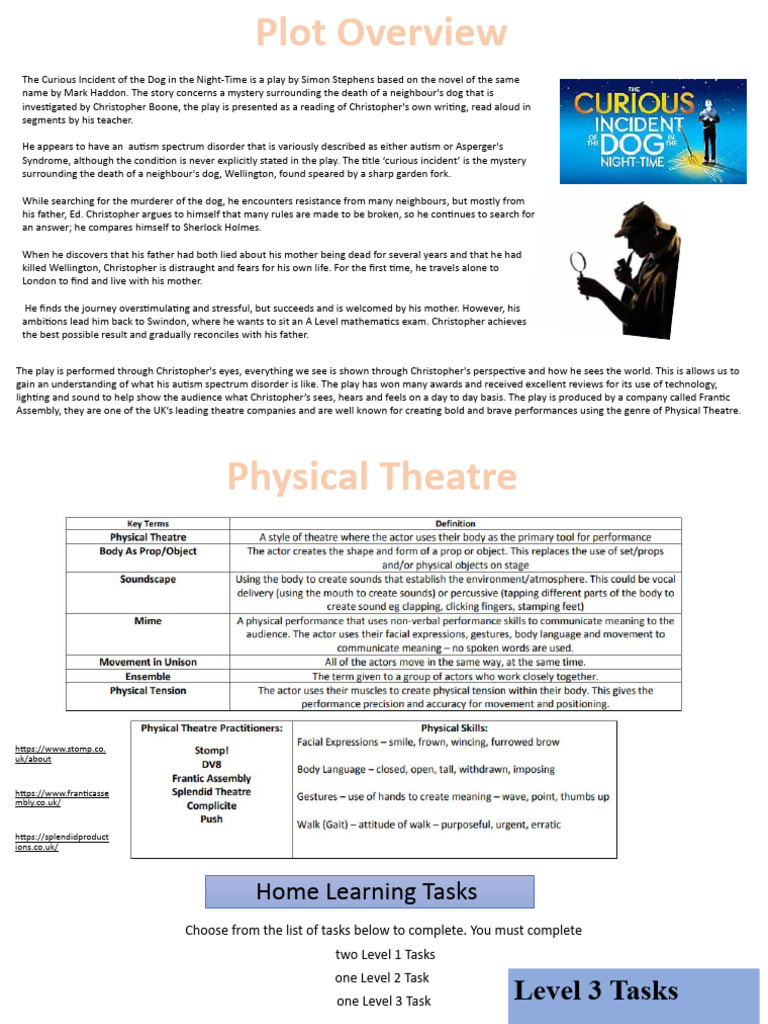 Curious Incident Home Learning | PDF