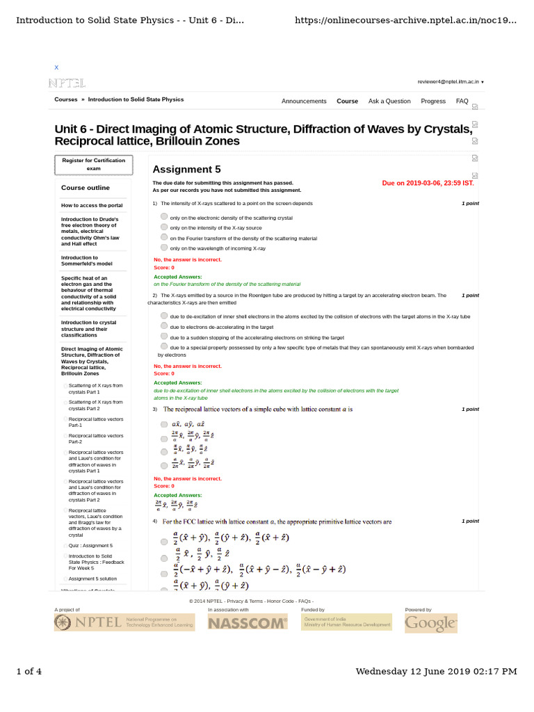 Noc19 ph02 Assignment6 | PDF | Electronic Band Structure | Electron