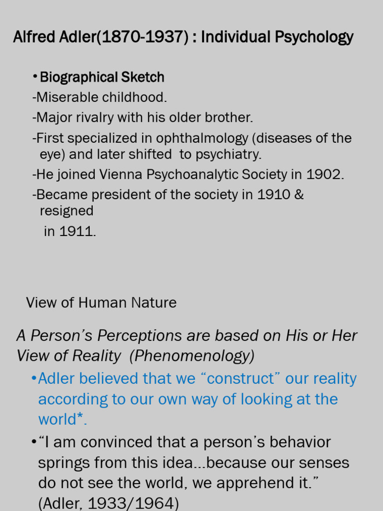 L-4-3 Alfred Adler_2023 | Download Free PDF | Self Esteem | Abnormal ...