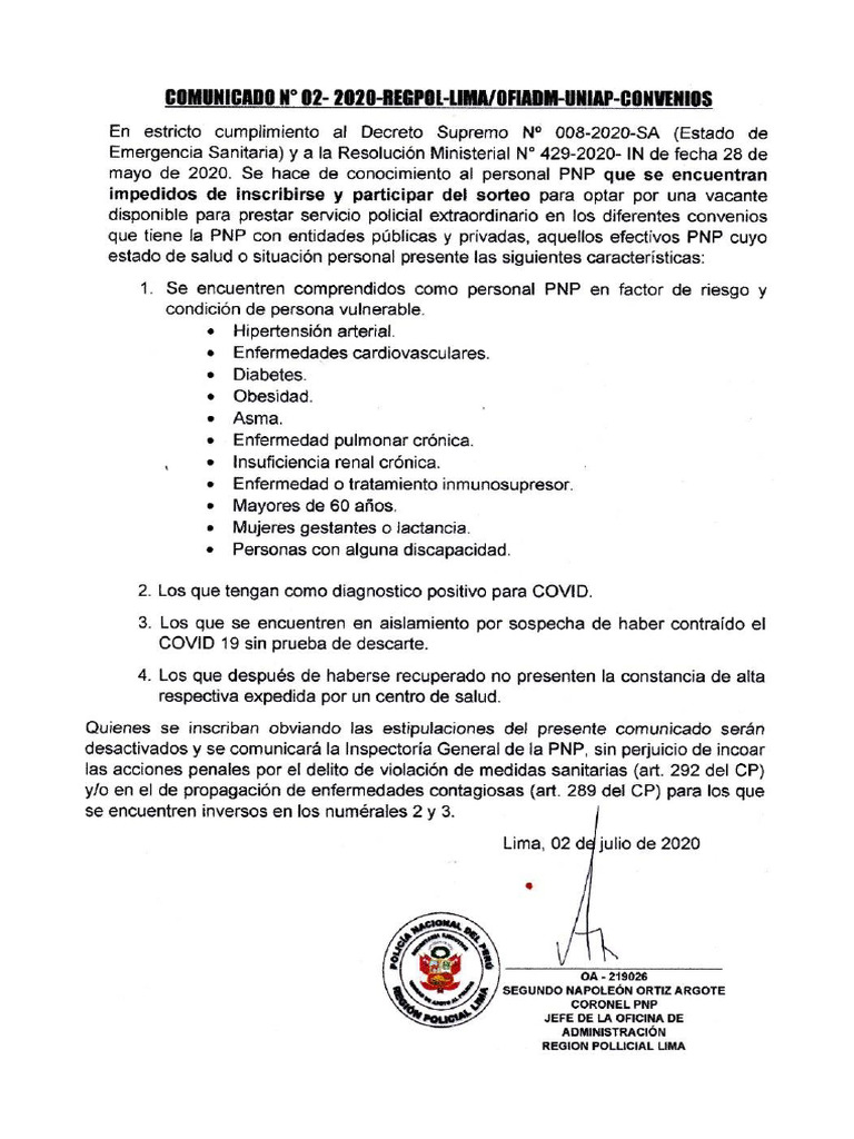 Comunicado 02 2020 | PDF