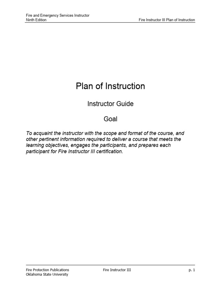 Fire Instructor III Plan of Instruction (Revised) | PDF | Educational ...