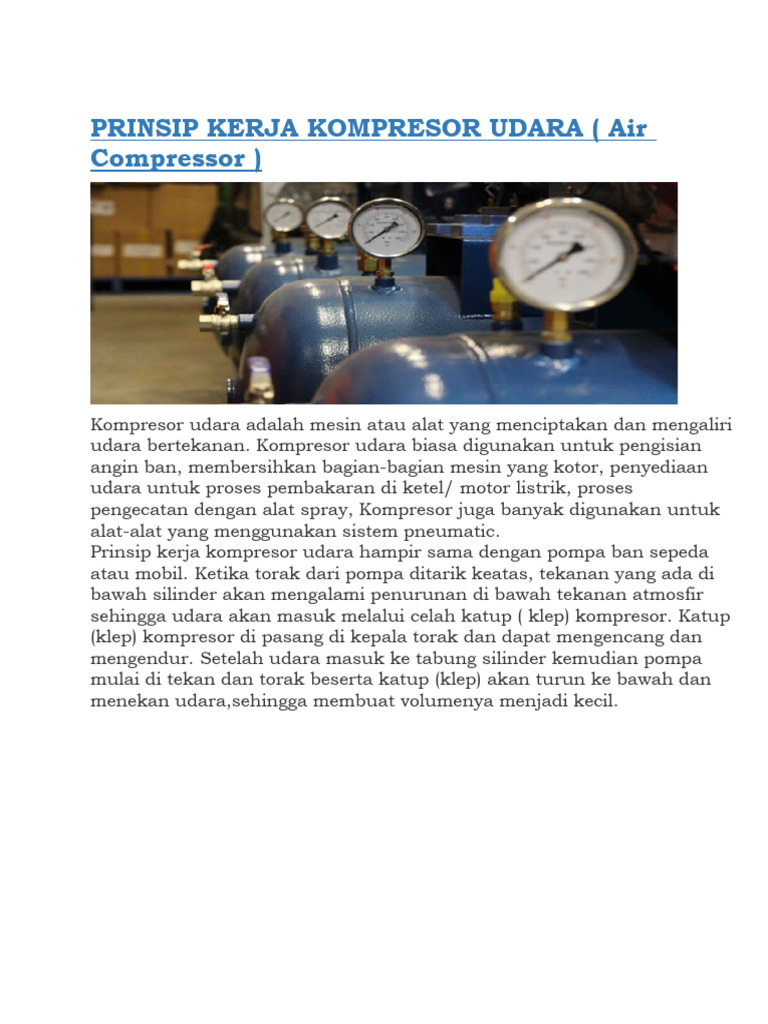 Prinsip Kerja Kompresor Udara | PDF